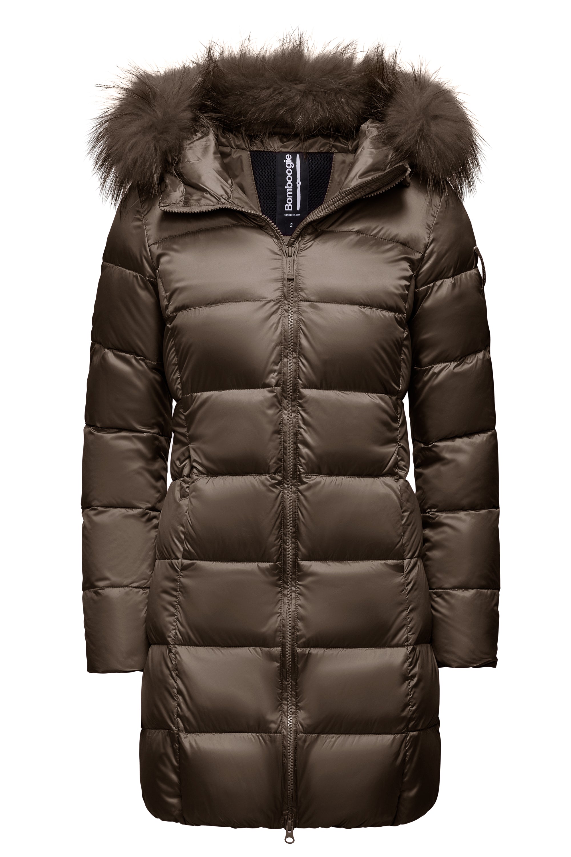 Bright Nylon Down Jacket with Fur Hood | Bomboogie