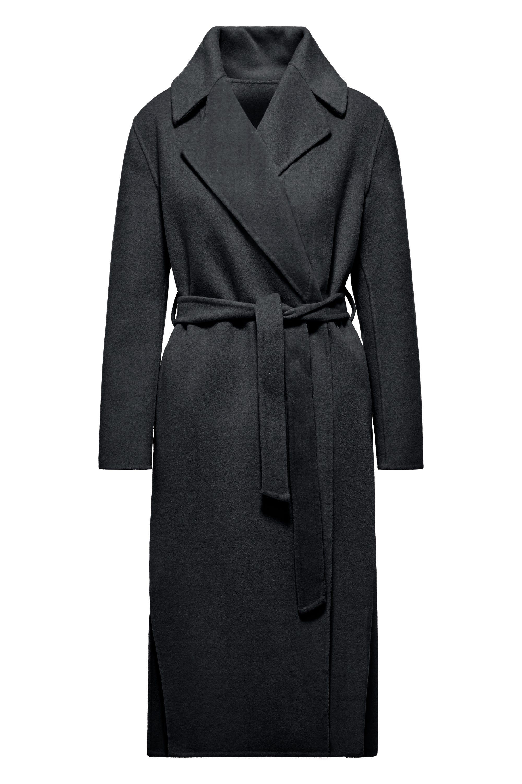 Long double-faced wool coat with removable belt | Bomboogie