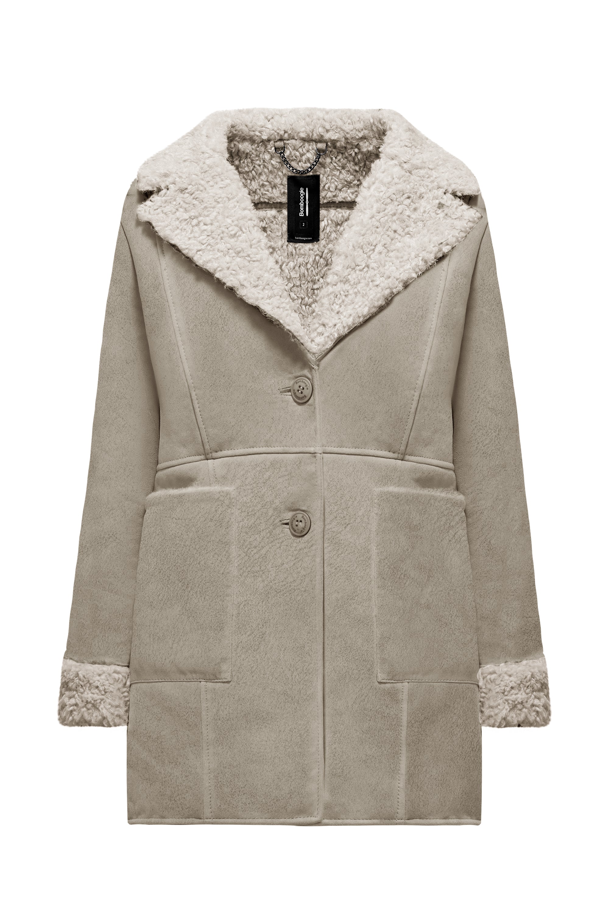 Suede Eco-leather Coat with Eco-Fur | Bomboogie