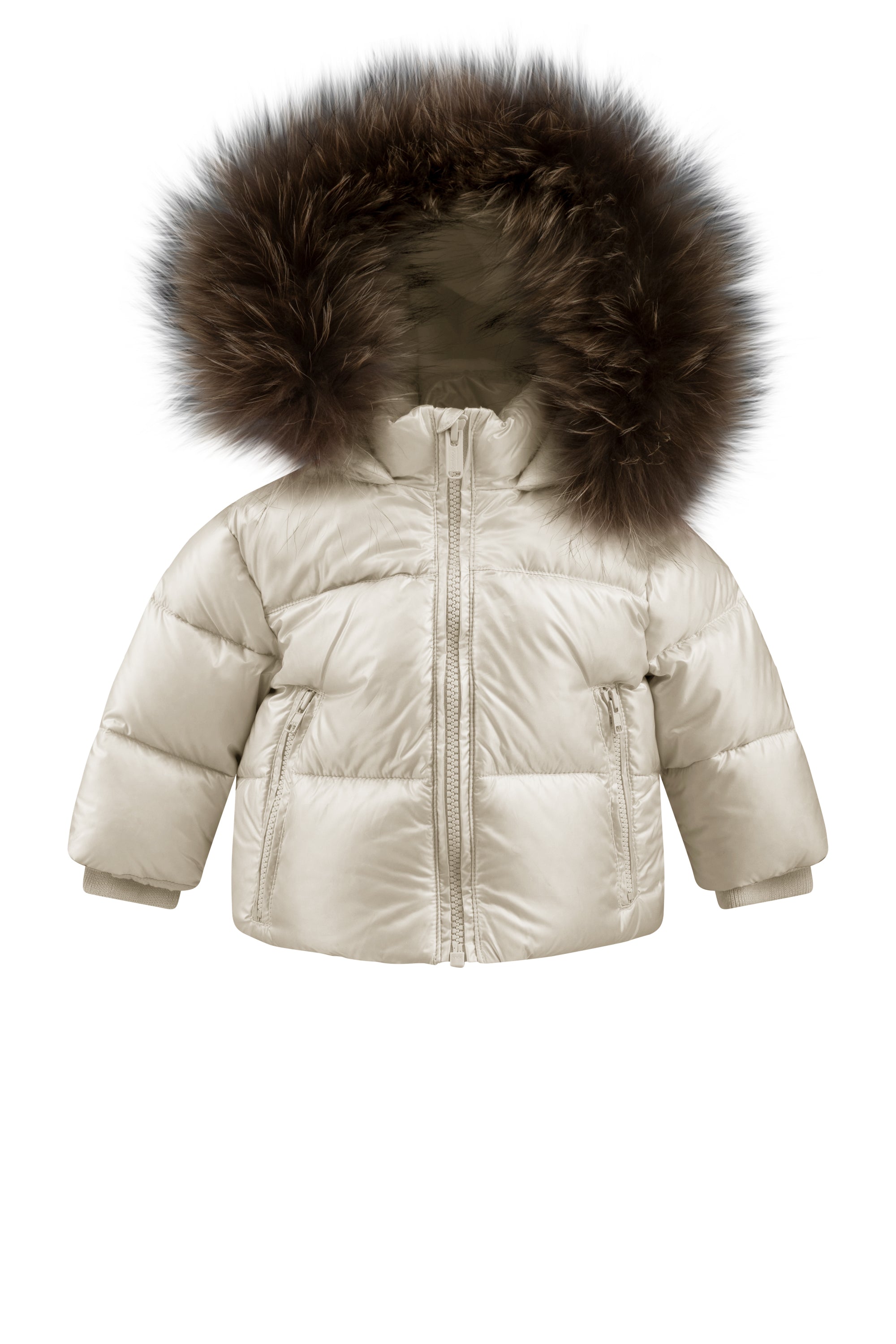 Baby down jacket padded with down and fur inserts | Bomboogie