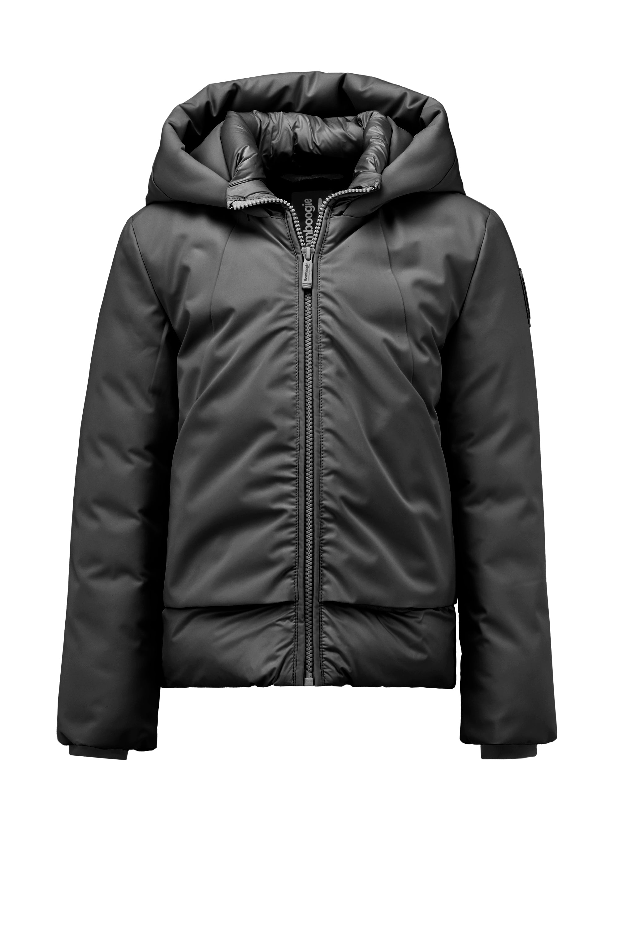 Short girls' bi-material jacket with hood | Bomboogie
